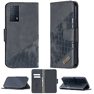 DIWOR Flip Stand Case Compatible for Vivo Iqoo Z5 5g Phone Case Cover PU Leather Kickstand Magnetic Wallet Case BF440-HEI