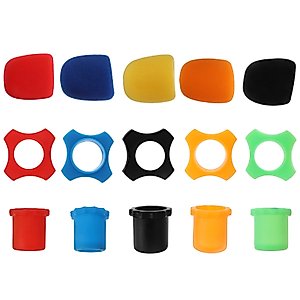 EXCEART 5pcs Handheld Microphone Windscreen Foam Cover 5pcs Microphone Protection Rings Silicone 5pcs Ring Bottom Rod Sleeve Holder for KTV Device