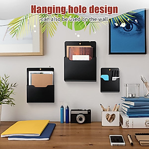 Patelai 3 Pcs Magnetic Wall File Holder Refrigerator Magnetic Locker Mail Organizer Wall Mount for File Cabinets Paper Magazine Pockets Storage Office(Multi Size,Black)
