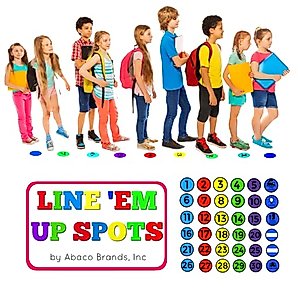 ORIGINAL Line Em Up Spots | 36 Pack of 4" Multicolored Numbers for Classroom Tile and Cement Floors | No Scuffing or Peeling! Made with 3M Subway Adhesive! | Preschool, Elementary, Teachers, Decals, Classroom Must Haves
