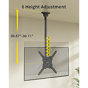 AM alphamount Ceiling TV Mount for 13-55 Inch LCD LED OLED 4K TVs/Monitors, Hanging TV Mount Bracket Swivels Tilts Rotates fits Flat/Sloped Roof, Max VESA 400x400mm, Holds up to 77lbs