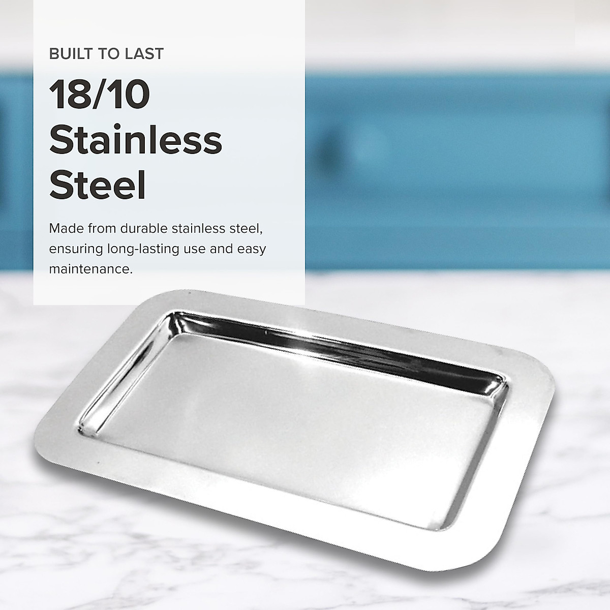 Frieling USA 18/10 Mirrored Finish Stainless Steel Serving Tray, 9.4-Inch by 5.6-Inch