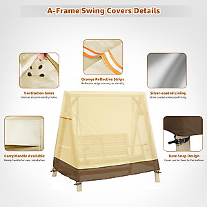 Patio Swing Cover,A-Frame Outdoor Swing Cover,Patio Swing Covers Waterproof for Outdoor Porch Swings,72x67x55 Inches Swing Cover for Outdoor Furniture