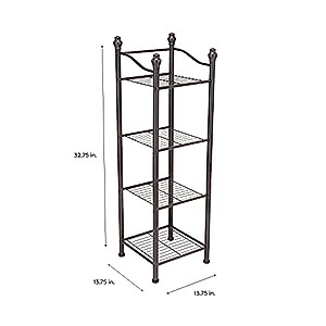 Organize It All 4 Tier Belgium Shelf Tower, Space Saver, Bathroom Organizer, Storage for Towels, Toiletries, Easy to Assemble,, Oil Rubbed Bronze