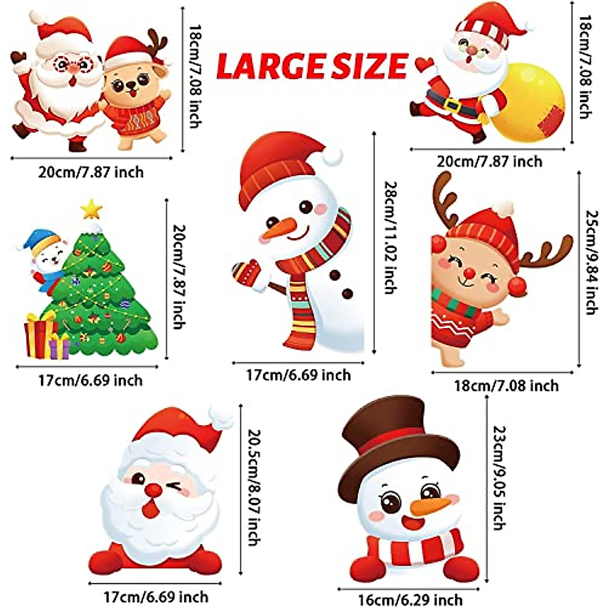 10 Sheets Christmas Window Clings Stickers Snowflake Santa Claus Xmas Decals for Glass Christmas Window Decorations for Party