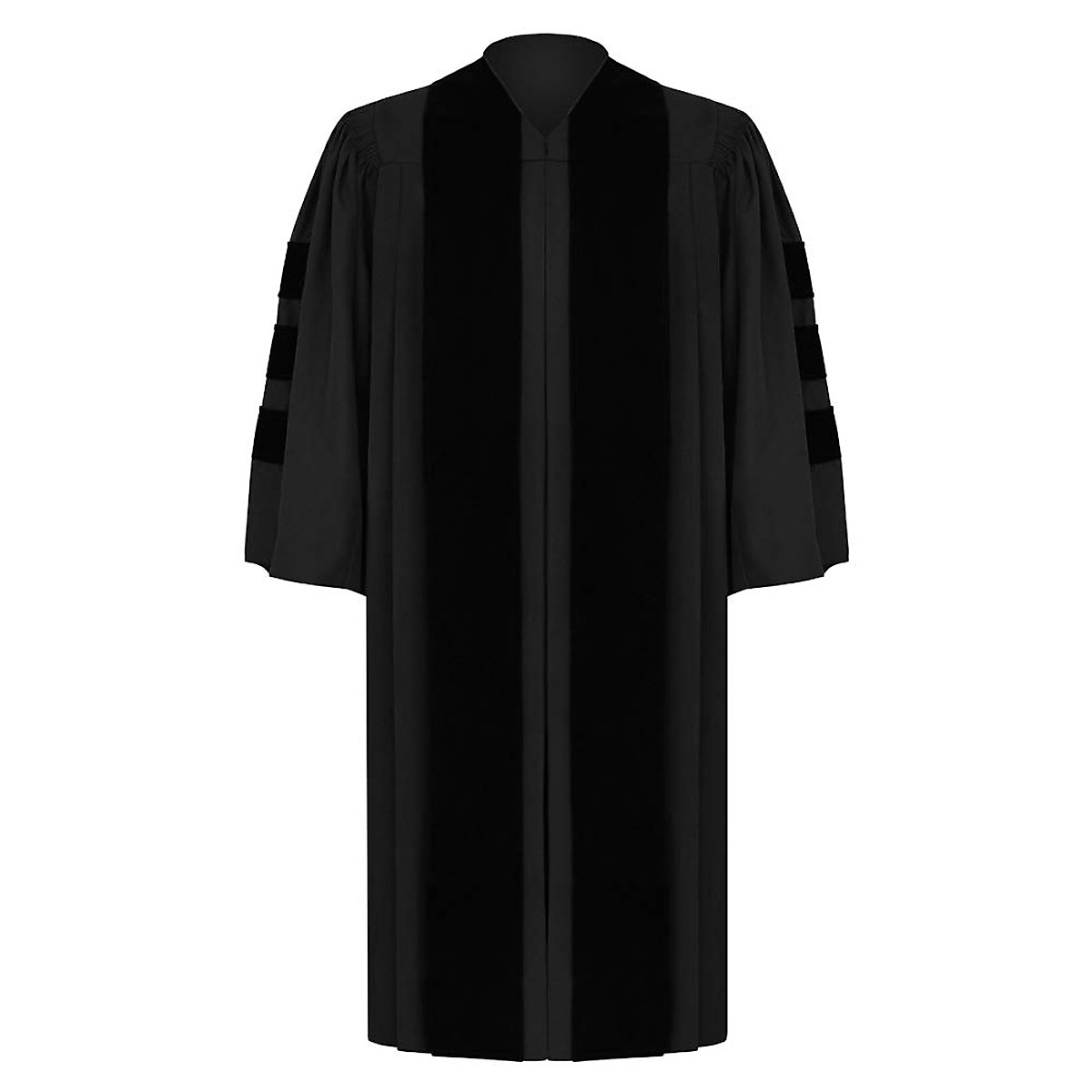 Endea Graduation Deluxe Classic Matte Black Doctoral Gown Academic Regalia Unisex (45 (5'0" - 5'2")) Matte Black