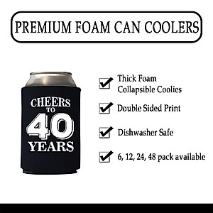 Veracco Cheers To 40 Years Forth Birthday Gift Forty and Fabulous Party Favors Decorations Can Coolie Holder (Black, 6)