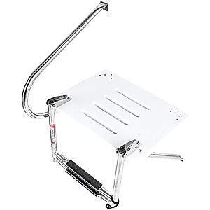 YaeMarine 2 Steps Boat Out-Board Swim Ladder, Under Platform Boat Ladder, Telescoping Boat Ladder, Fiberglass Platform Folding Stainless Ladder