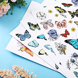 4 Sheet Roses Rub on Transfer Spring Flower Butterfly Vintage Iron on Transfers 11.8 x 7.9 Inch Furniture and Craft Decals for Spring Home Party Decor Wood DIY Arts Crafts(Butterfly)