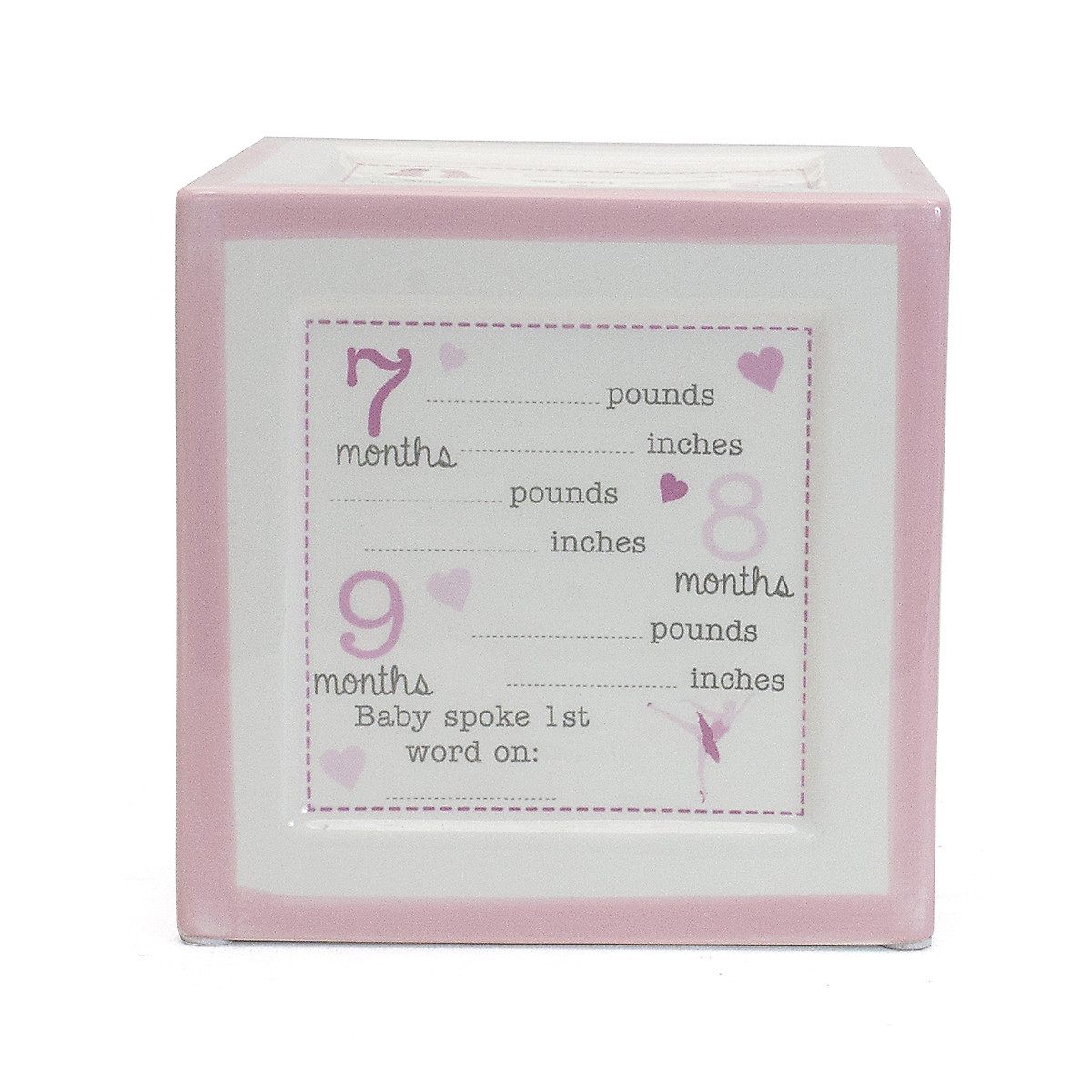 Child to Cherish New Baby Keepsake Piggy Bank, A Block to Grow On, Pink