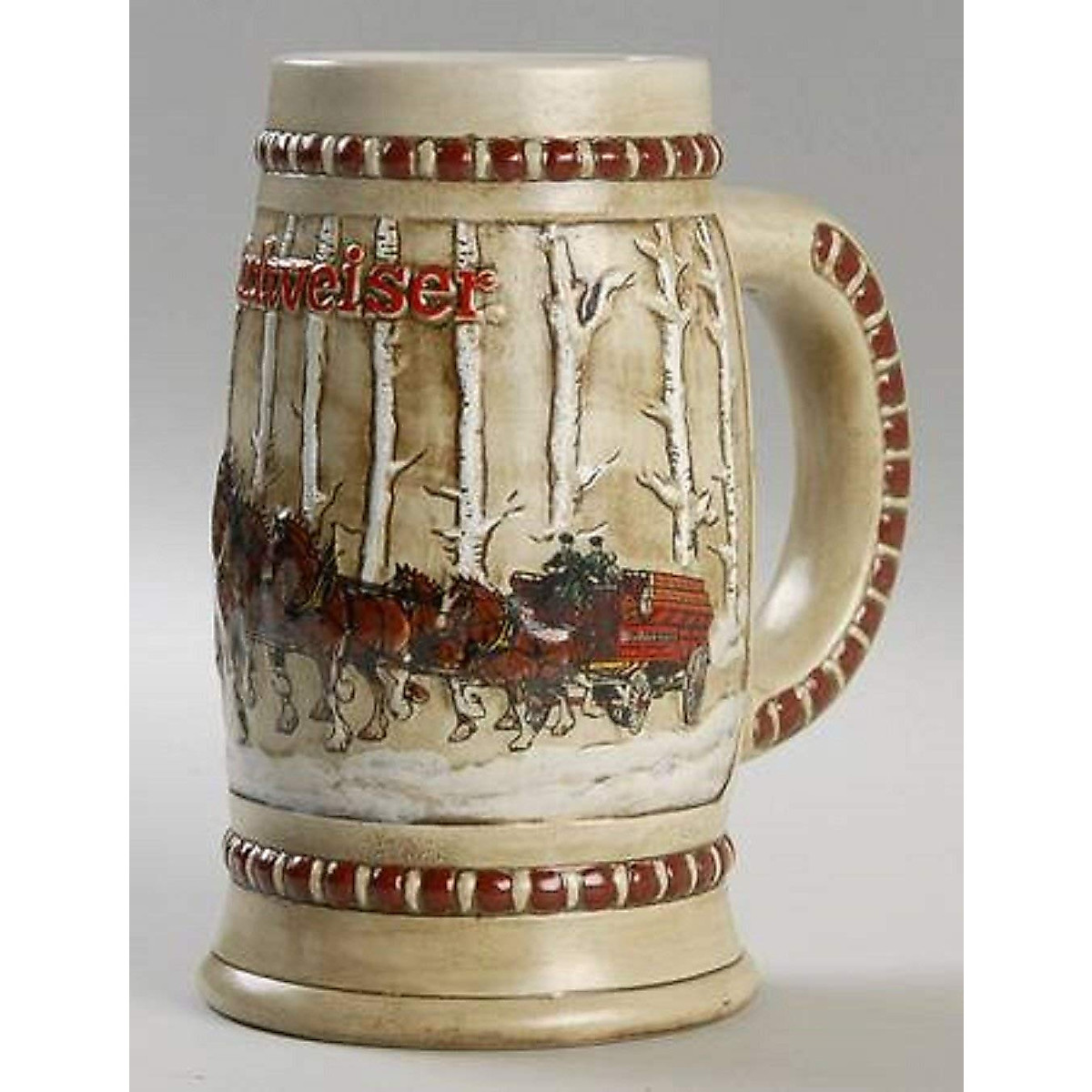 1981 BUDWEISER HOLIDAY BEER STEIN / MUG - Snowy Woodlands CS-50