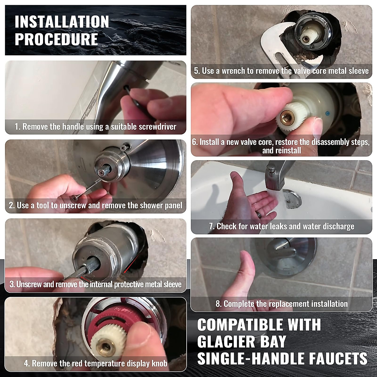 hansengroe Faucet Cartridge Replacement for Glacier Bay Single-Handle Tub/Shower Faucets Compatible with 10321, Faucet Repair Part Works for Hot & Cold Water Applications