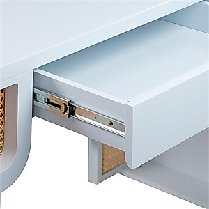 TOV Furniture Suzie Pastel Blue & Rattan Desk