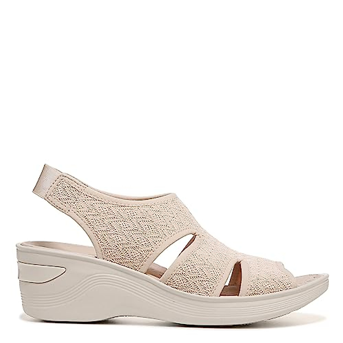 BZees Womens Daytona Slip-On Wedge Sandal Sand Dollar Chevron 6.5 M