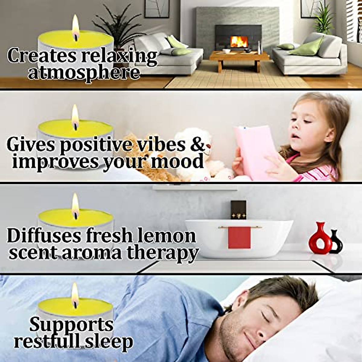 Large Citronella Candles Outdoor Indoor - 8 Citronella Candles for Patio Home Garden - Aromatherapy Candle - Spa Candle - Mood Candle - Premium Quality Lemon Scented Candles - Fly Candle