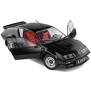 1983 Alpine A310 Pack GT Noir Irise Black with Red Interior 1/18 Diecast Model Car by Solido S1801205