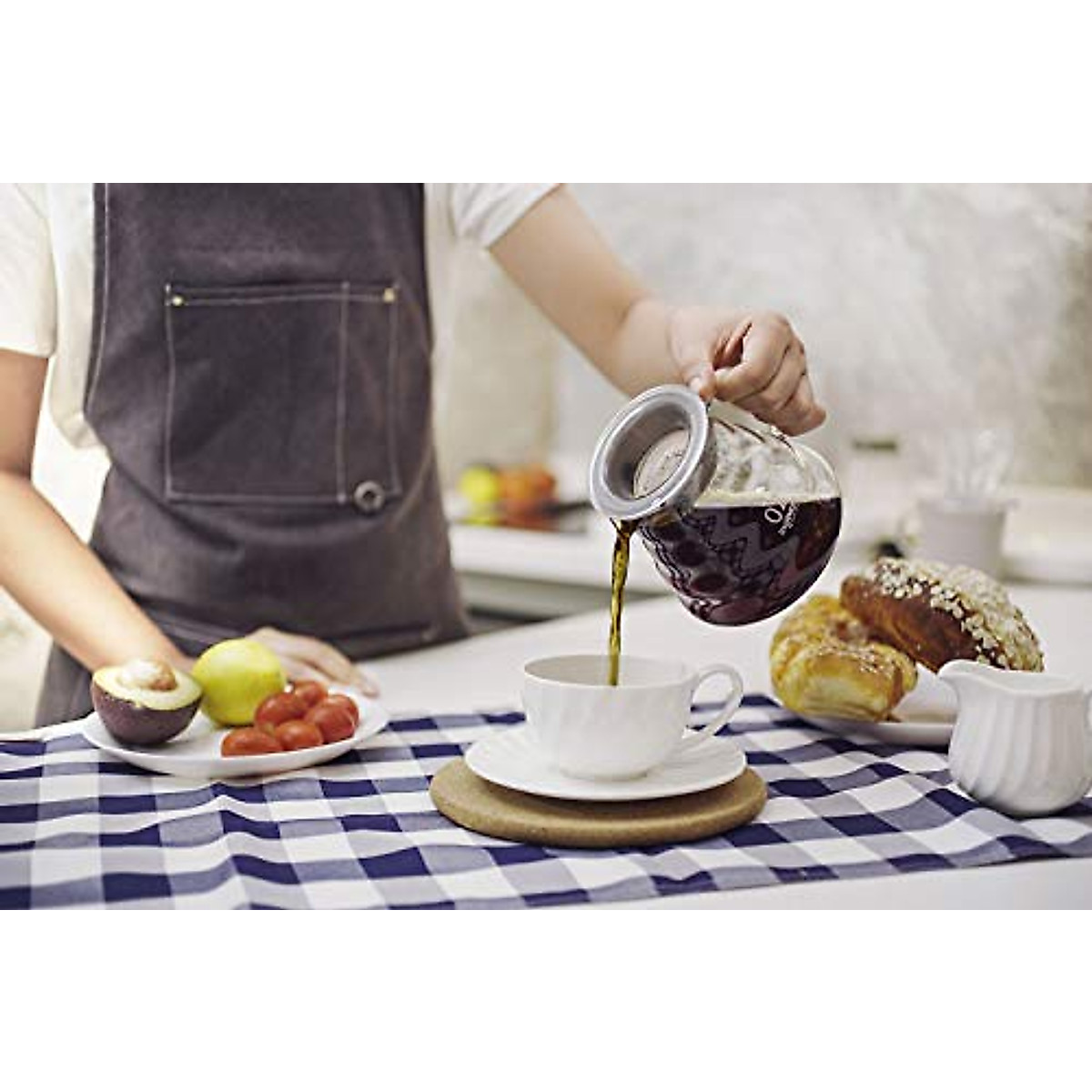 Ingeware Glass Coffee Carafe, 600ml Pour Over Glass Coffee Server Coffee Pot Maker Clear Pour Over Carafe 20oz Capacity