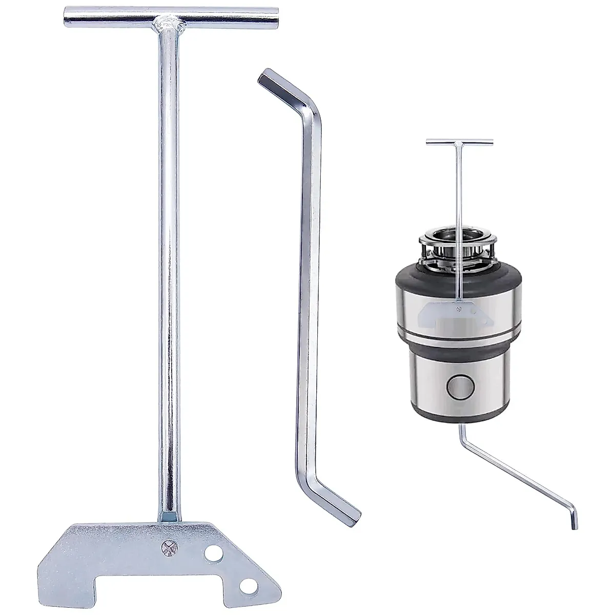 FullMayPro Garbage Disposer Unjamming Wrench/WRN-00 Garbage Disposal Wrench Tool,Garbage Disposal Unjamming Wrench/Garbage Disposal Wrench for Dislodge Jams or Clutter From Above The Sink（Silver Kit）
