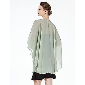 BEAUZSUZSANA Summer Shawls and Wraps for Women Evening Dresses Bridal Wedding Lightweight Party Travel Chiffon Scarf (Sage Green)