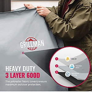 Grillman Top Heavy Duty Large Grill Cover, 58x24x48 inches, Tan (Outdoor-grill-covers, Weber Spirit, Genesis, Charbroil, etc.)