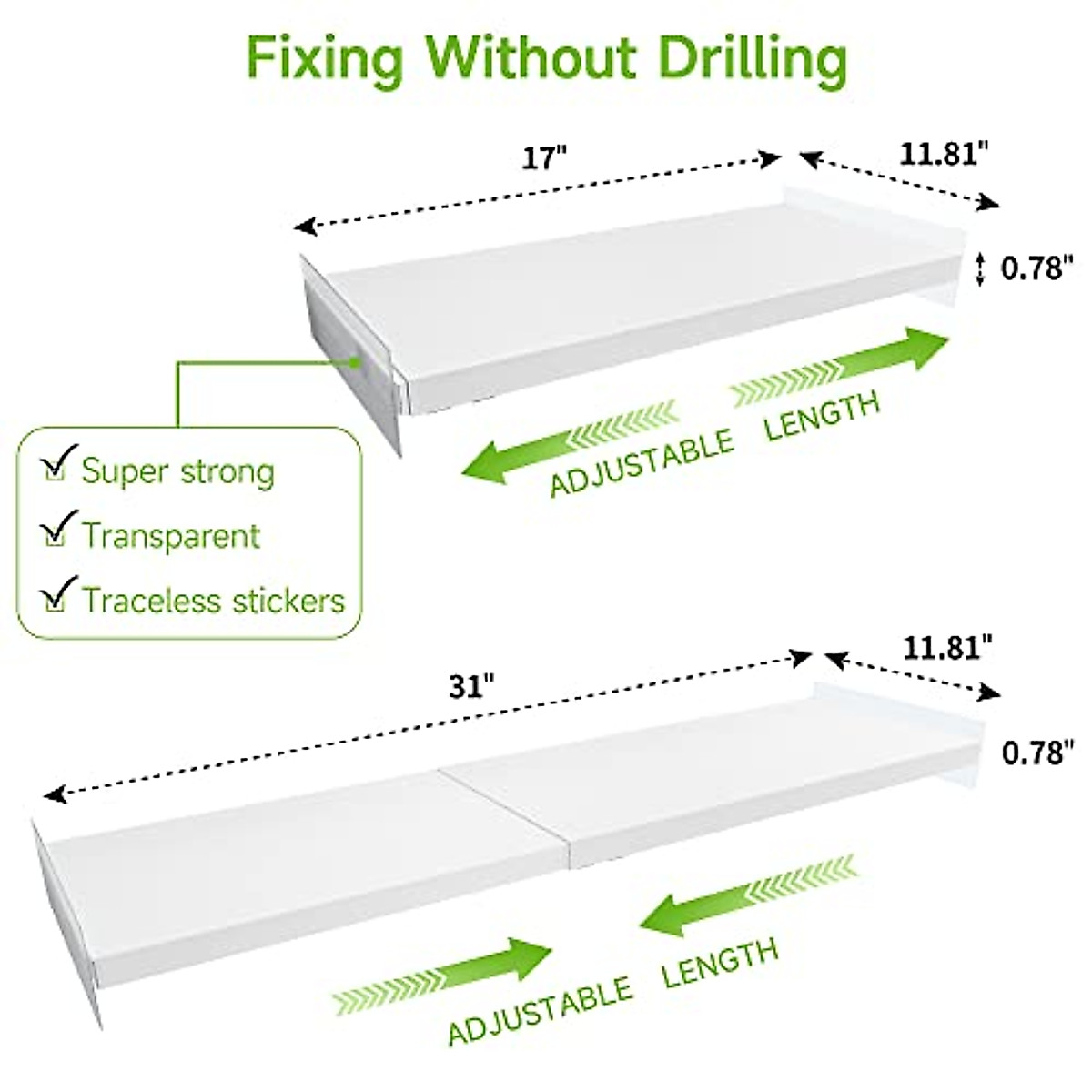 SOFRON Expandable Closet Tension Shelves Organizers, Adjustable Shelf for Cabinet Rack Storage Wardrobe Divider Shelving for Closets Pantry Cupboard Kitchen Large 1 Pack