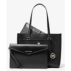MICHAEL Michael Kors Maisie Large Pebbled Leather 3-IN-1 Tote Bag (Black)