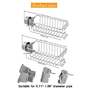 QIHS Shower Rack, Paw Feet Tub Accessories (No Shower Rod), 304 Stainless Steel 2 Tier Adjustable Basket, Bathroom Shower Rod Storage Organizer for Bathroom Shampoo Storage, AM-079-1