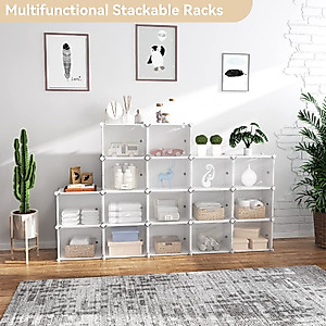 WEXCISE Portable Shoe Rack Organizer with Door, 48 Pairs Storage Cabinet Easy Assembly, Plastic Adjustable Stackable Detachable Free Standing DIY Expandable 8 Tier White, (NNF-XJ-012)