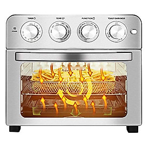 Schloß Air Fryer, 24Qt Toaster Oven, Multifunctional Convection Airfryer, Rotisserie & Dehydrator, 7 Presets Fry, Roast, Broil, Bake, Dehydrate, Reheat, Cooking Accessories Included, 1700W