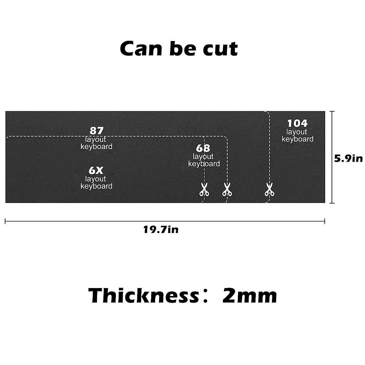 HONKID Keyboard Foam, Sound Dampening Foam for Mechanical Keyboard Bottom, Made of LE-20 Poron, Black (H 2mm)