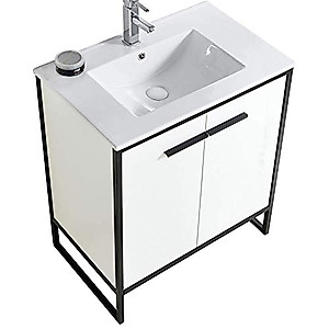 Fine Fixtures Vdara 30" Bathroom Vanity Cabinet Set, White Straight Grain