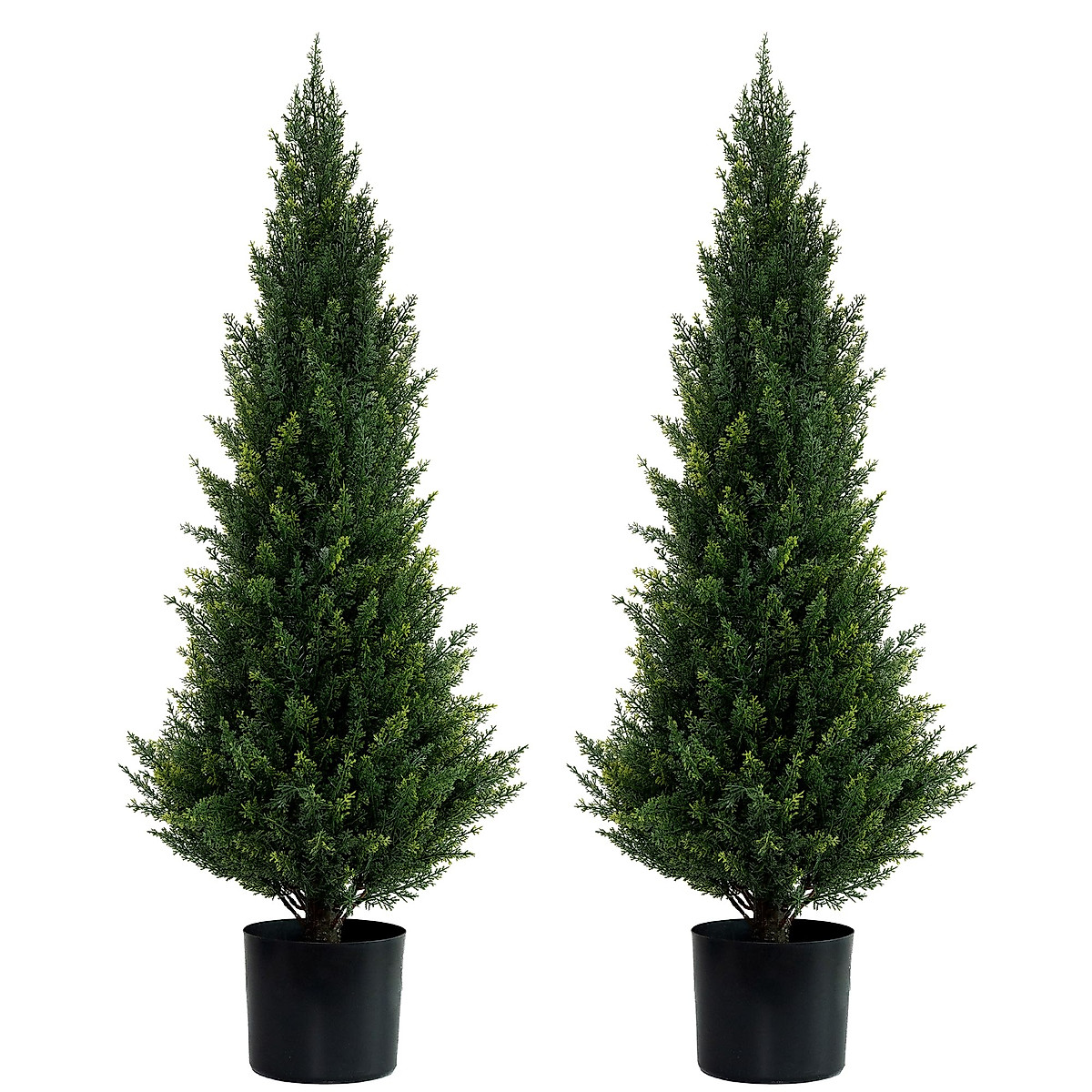 Artificial Topiary Cedar Trees Faux Pine Shrubs UV Resistant Artificial Bushes Artificial Plants for Indoor Outdoor Garden,3 Feet-2 Pack