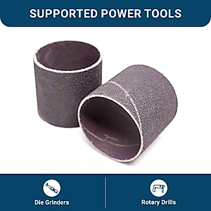 Benchmark Abrasives 1.5" x 1.5" Aluminum Oxide Abrasive Spiral Bands for Rotary Tools, Drum Sleeves for Sanding Deburring Blending Polishing on Metals Plastic Wood Rubber (10 Pack) - 60 Grit