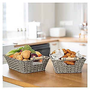 ELONG HOME Plastic Hangers 30 Pack, and 2 Pack 15" Woven Storage Basket, Hand-Knitted Baskets for Organizing