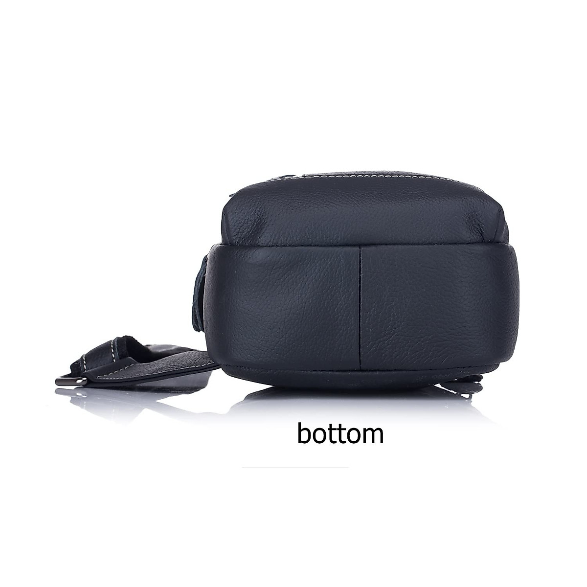 BULLCAPTAIN Men Leather Sling Chest Bag Outdoor Travel Shoulder Crossbody Bags Hiking Small Backpack (Black)