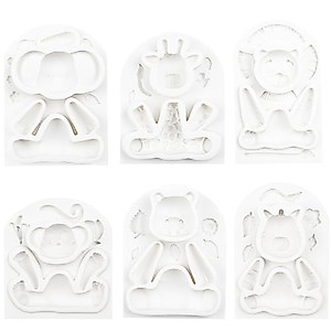 FUNSHOWCASE Jungle Animals Fondant Silicone Molds Sugarcraft Cake Decoration 6-count Height 2.6-3.6inch