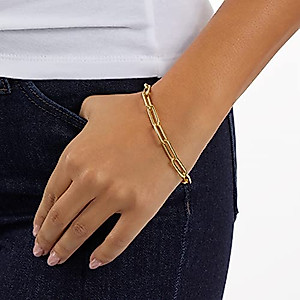 Amazon Essentials 14K Gold Plated Chunky Chain Link Bracelet 7.5", Yellow Gold