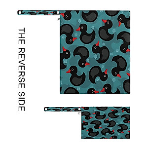 2 PCs Wet Dry Bag Animal Duck Print Waterproof Wet Bag Cloth Reusable Diapers Wet Swimsuit Bag for Toiletries Travel Beach Pool Stroller Gym