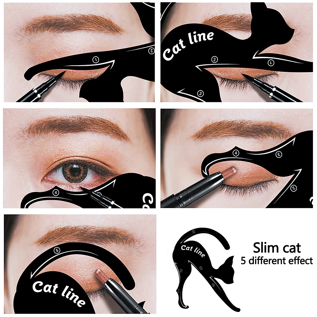 TailaiMei Eyeliner Stencils, Matte PVC Material Smoky Eyeshadow Applicators Guide Template Tool