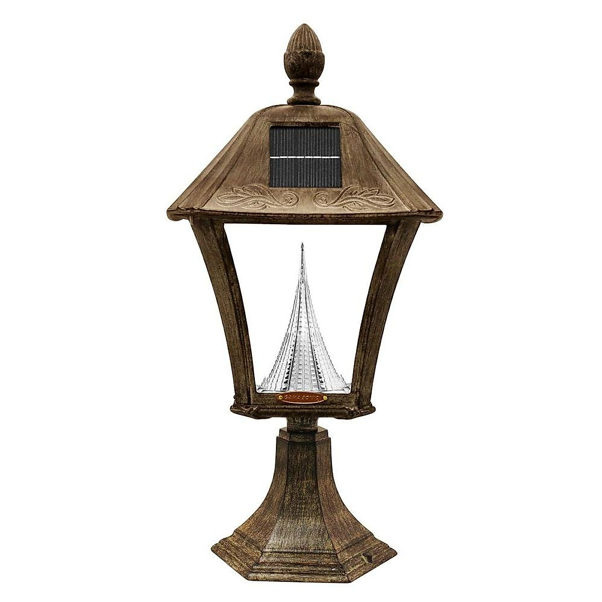 Gama Sonic GS-106FPW-WB Baytown Lamp, Outdoor Solar Light, Pole Pier & Wall Mount Kits, Warm & Bright White LED, Weathered Bronze