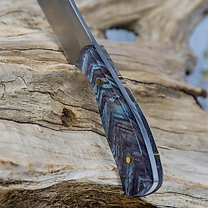 WHISKEY BENT HAT CO. Bullcutter 5 Fixed Blade 440C Stainless Steel 6.5" Overall Length w/Leather Sheath (Brown Mammoth)