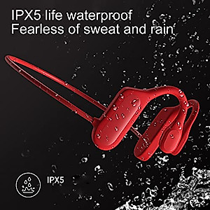 OCUhome Bone Conduction Headphones, Open Ear Headphones, Bluetooth 5.0 Earphone Ear Hook Bone Conduction Waterproof Wireless Sports Headphone for Mobile Phone Black