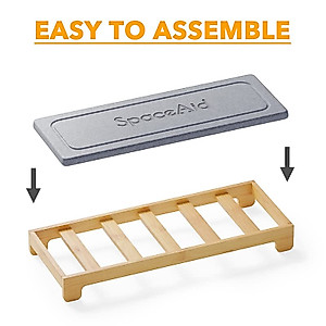 SpaceAid DryingNeat Sink Organizer, Instant Dry Sink Caddy Organizers, Kitchen Sponge Soap Holder Dispenser, Countertop Fast Drying Rack (Bamboo Rack, Gray)