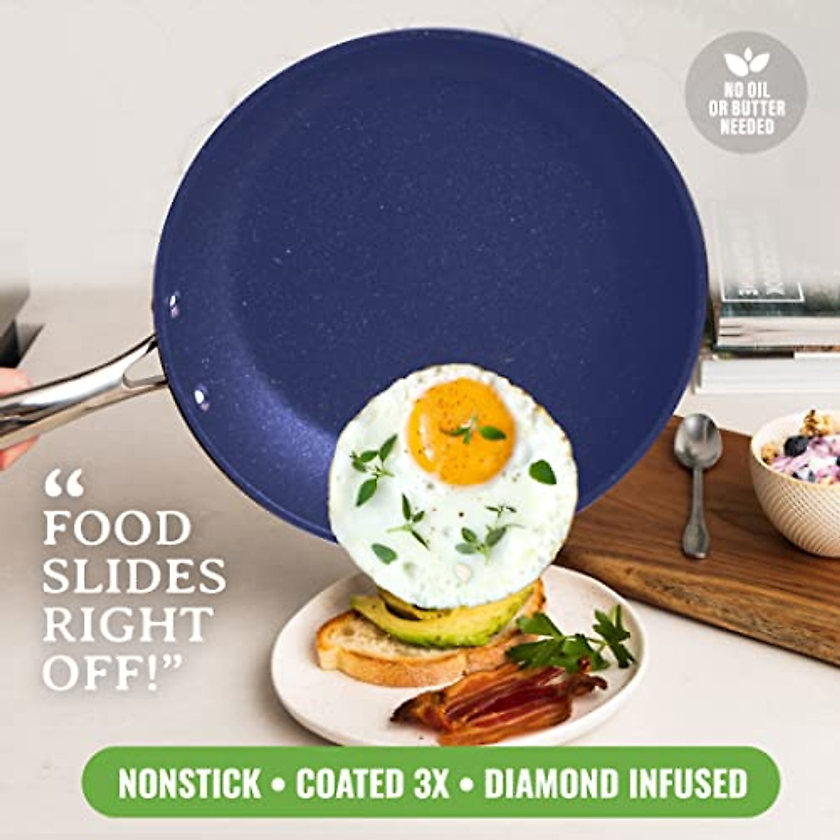 Granitestone Pots and Pans Set Nonstick, 15 Pc Cookware Set & Bakeware Set, Complete Kitchen Cookware Set, Long Lasting Mineral Nonstick Coating, Stay Cool Handles, Ultra Durable, 100% Toxin Free–Blue