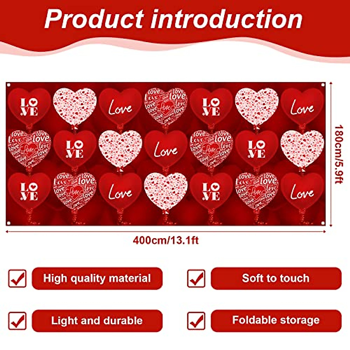 Yoiemivy 6 x 13 Ft Wedding Decorations Red Heart Garage Door Banner Large Anniversary Party Decor Banner for Photo Studio Props Bridal Shower Engagement Engaged Ceremony Decorations