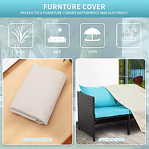 Valita 3-Piece Outdoor PE Rattan Furniture Set Patio Black Wicker Conversation Loveseat Sofa Sectional Couch Turquoise Cushion