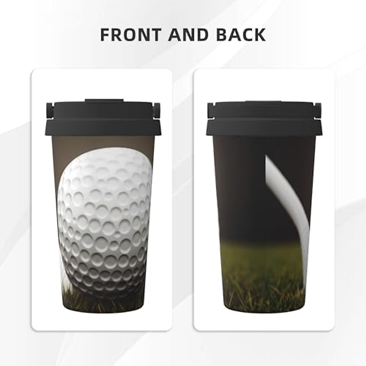 GTKSYNVE Reusable Coffee Mug with Lid and Handle, Golf Ball Tumbler for Hot & Cold Drinks 16oz Stainless Steel Insulated Coffee Tumblers Double Wall Vacuum Thermal Cup