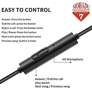 MOHADU Earphones Wired Earbuds with Microphone Wired in-Ear Headphones Magnetic Noise Canceling 3.5mm Earbuds for Xiaomi,Huawei,Samsung,LG etc Wired Earphones