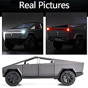 EROCK 1:24 Scale Cybertruck Model Toy Pull Back Pick-Up Truck with Sound and Light, Alloy Diecast Truck Toys for Kids Gift or Vehicles Model Collection Enthusiasts (Matte Black)