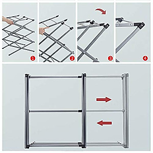 Vivianrack 3-Tier Clothes Drying Rack for Laundry, Folding Clothes Drying Rack Indoor Metal Steel Clothing Drying Dryer, Accordion Design Laundry Rack，Towel Rack(Silver Gray)